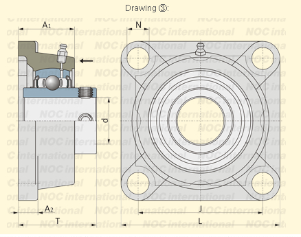 Square Flange Chinese cheap square pillow block bearing F208 UCF208 ...