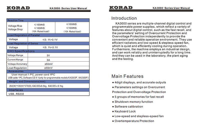 KORAD KA3305P - Precision Variable Adjustable Power Supply