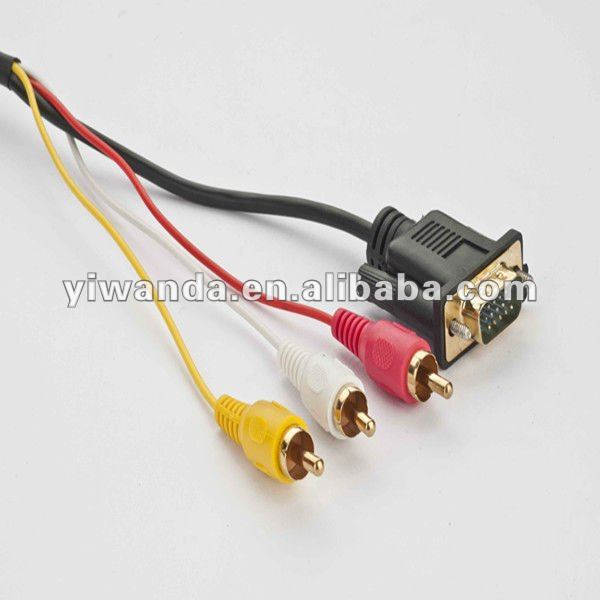 vga to 3rca cable vga to red white yellow cable
