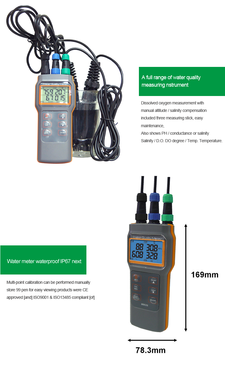 Handheld Ip67 5 In 1 Multi Water Quality Meter Digital Ph Meter