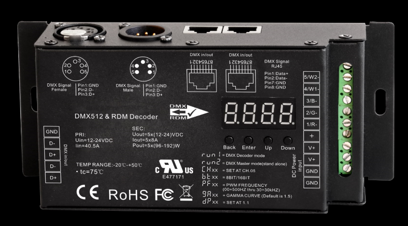 Sunricher DMX512&RDM Decoder SR-2108A-M5-3 - 480W-1440W Power
